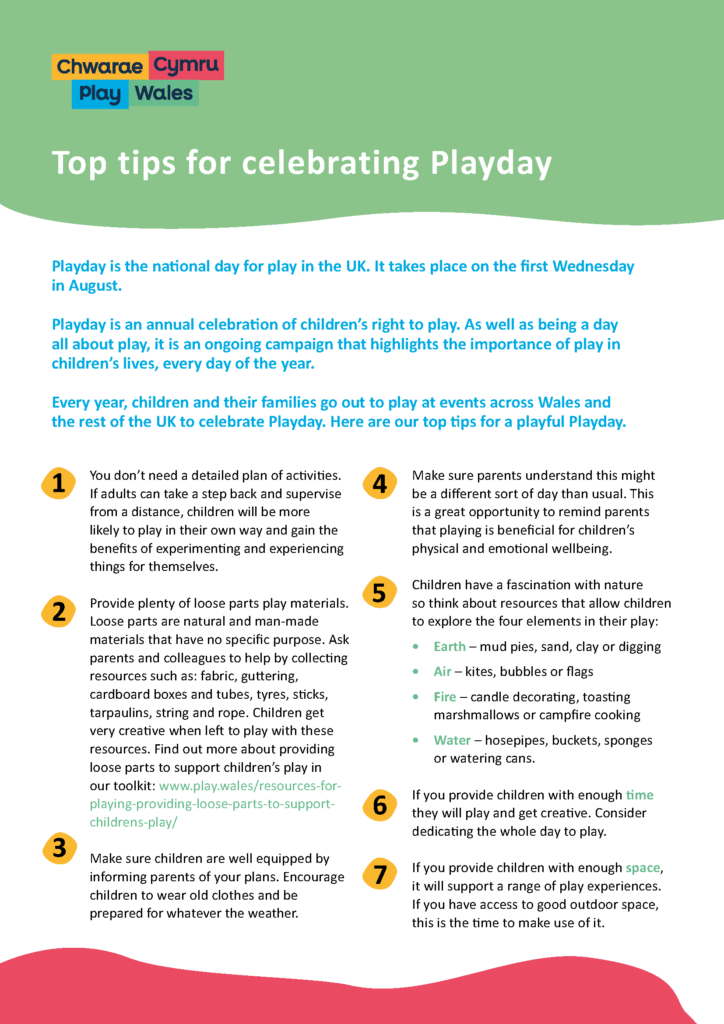 Top tips for celebrating Playday - Play Wales
